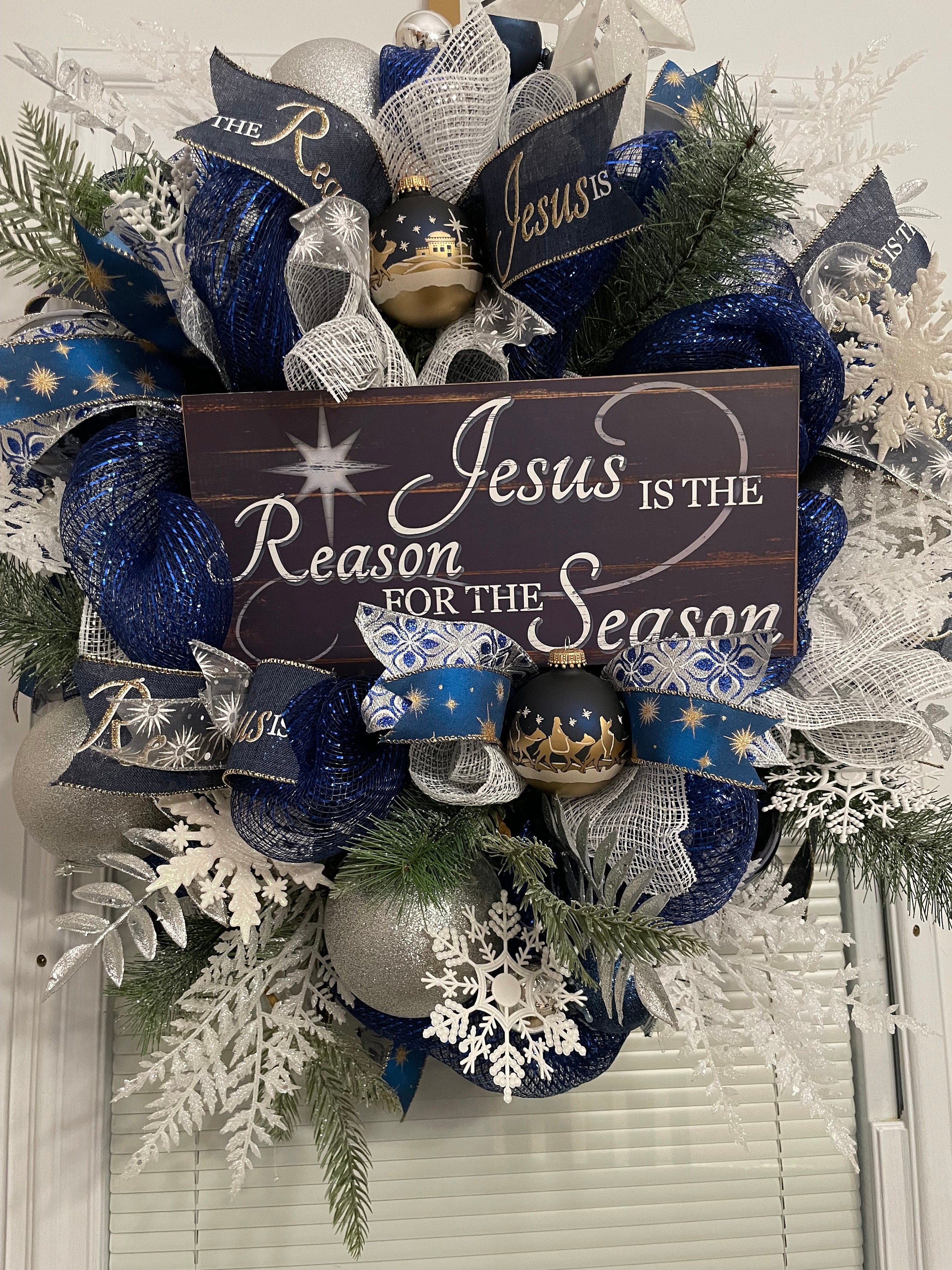 Jesus is the Reason for the Season Wreath for Front Door, Christian ...
