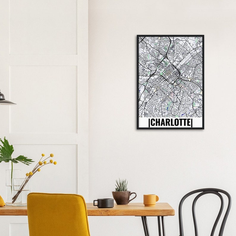Charlottecity Map Charlotte City Map Poster Charlotte Map - Etsy