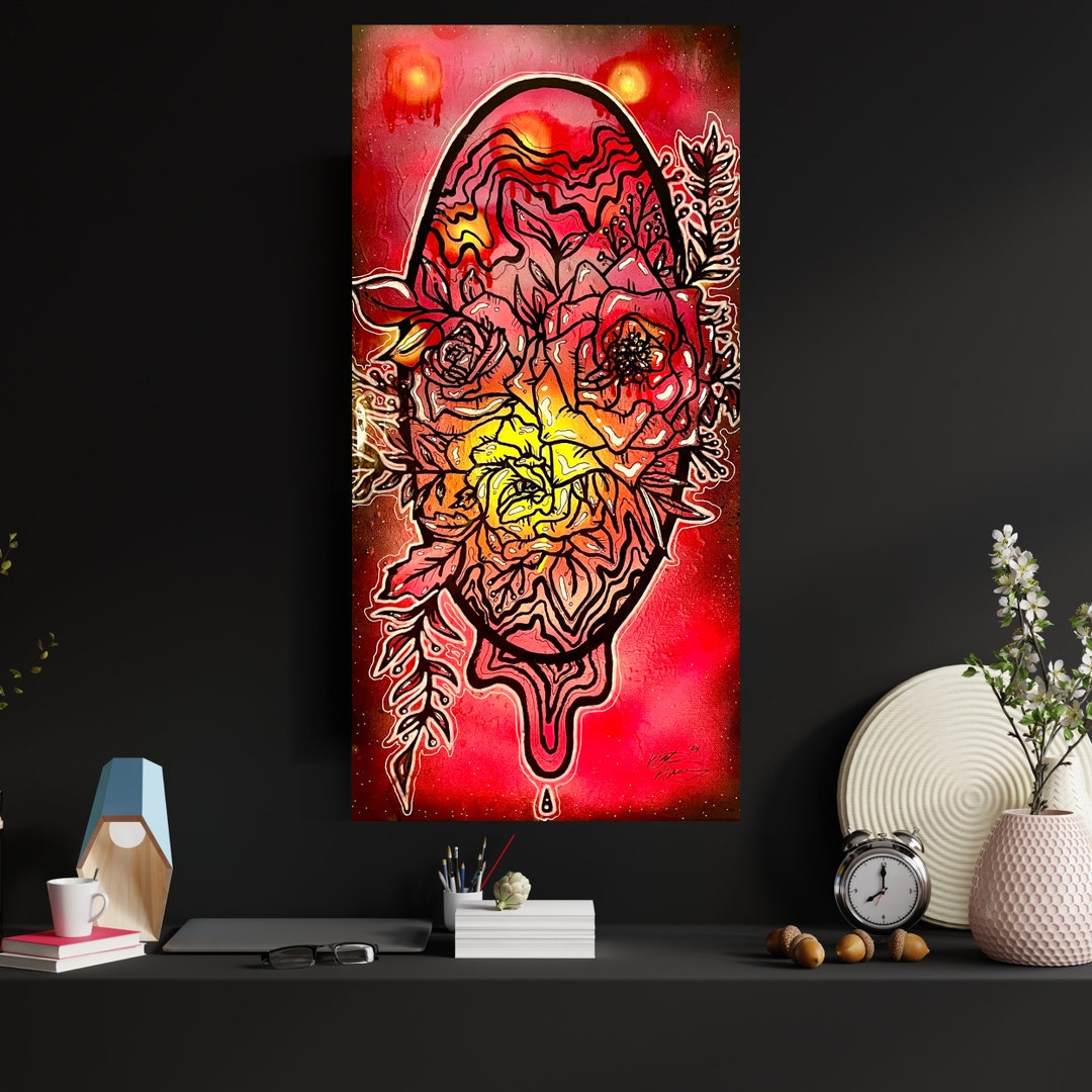 Psychedelic Rose Resin Painting: Trippy Galaxy Home Decor - Etsy