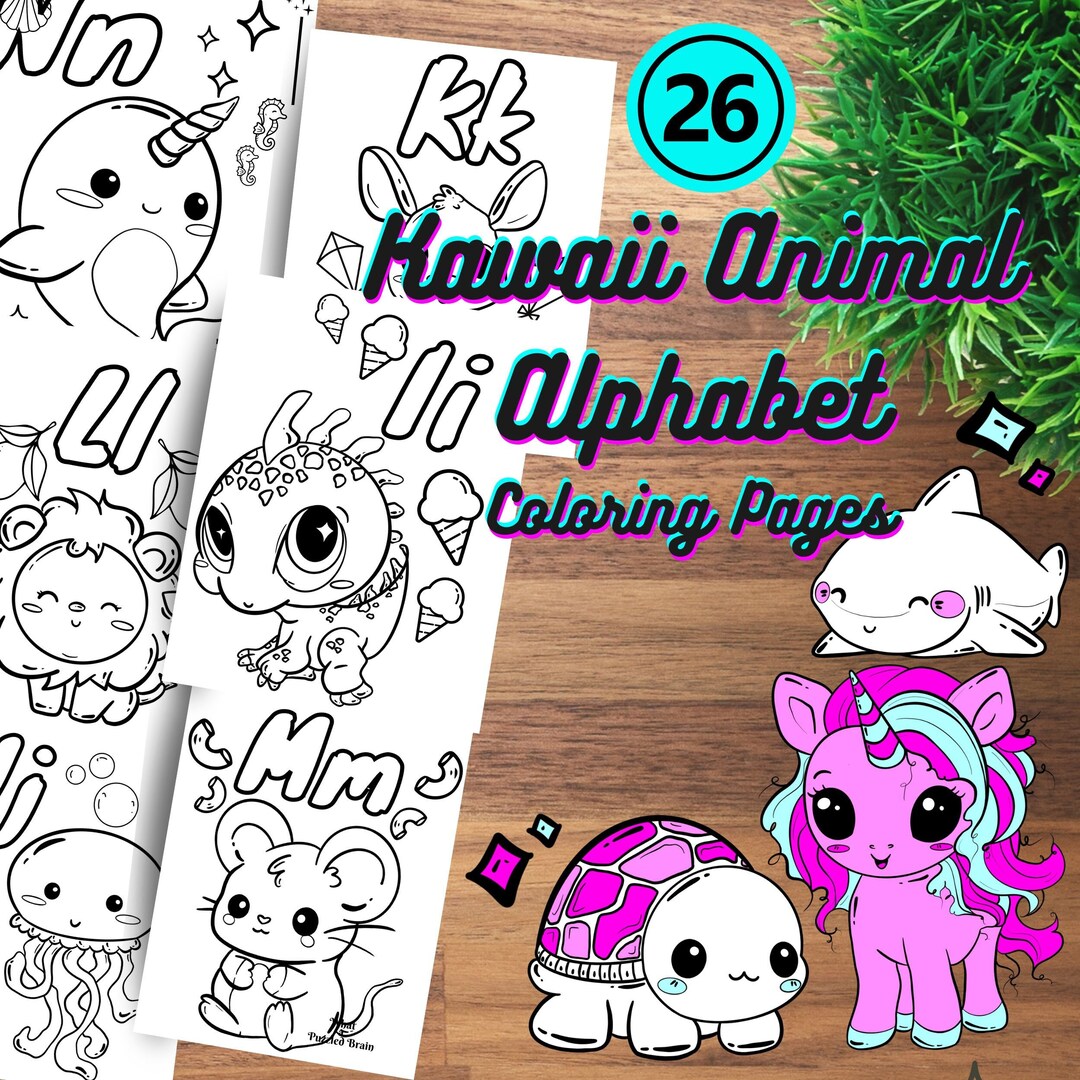 Animal Kawaii Style Coloring Pages for Children and Toddlers ...