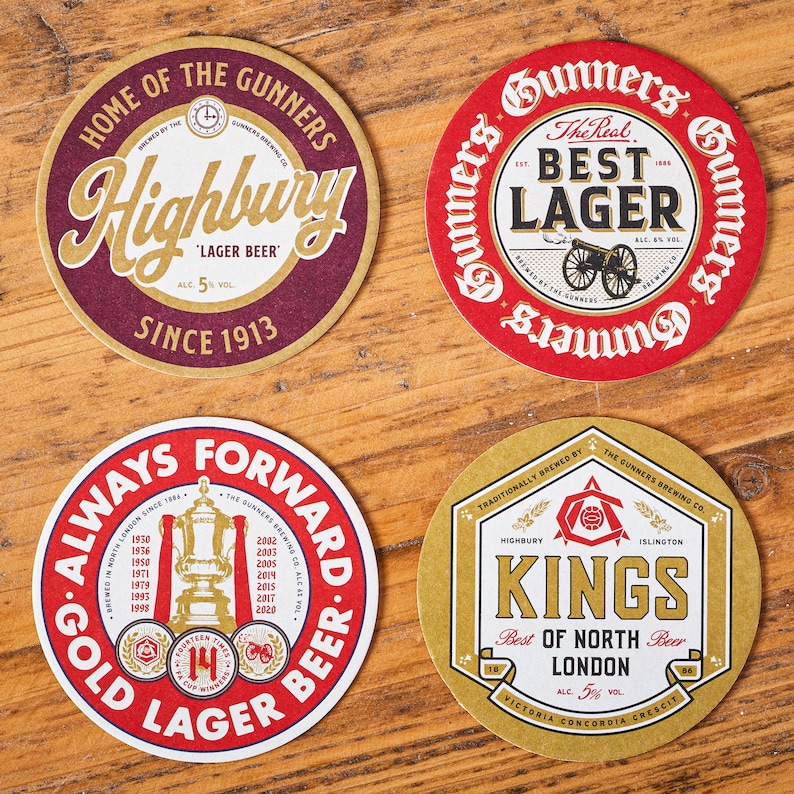 12 Arsenal Football Beer Mat Coasters - A Great Gift or Present for Any ...