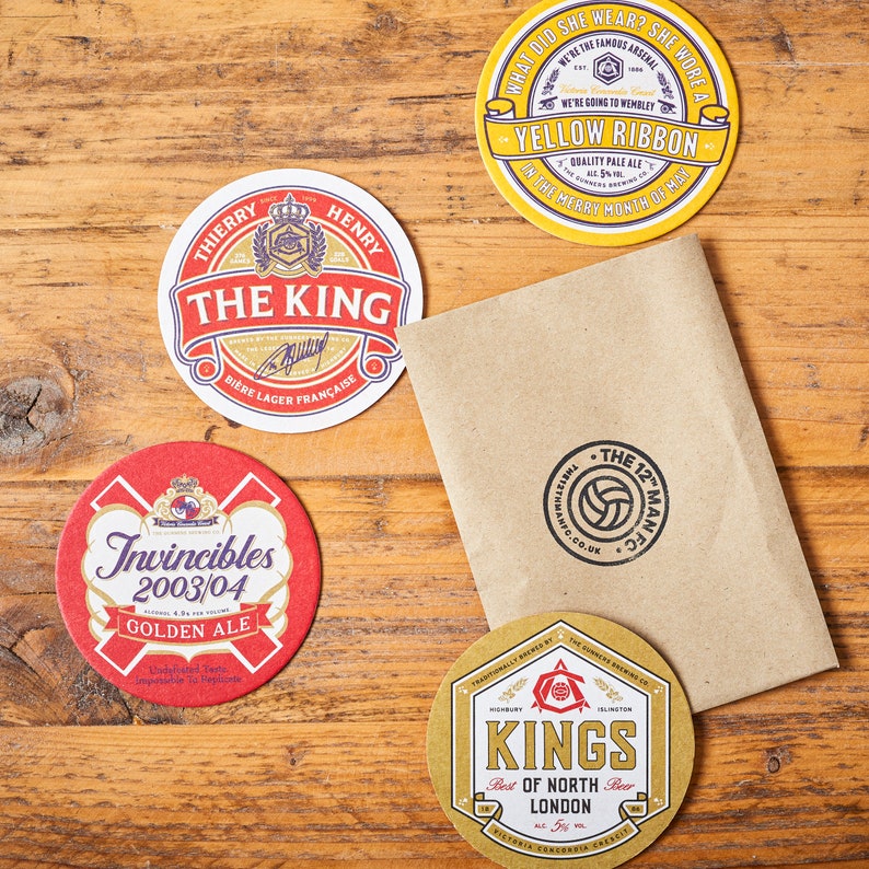 12 Arsenal Football Beer Mat Coasters - A Great Gift or Present for Any ...