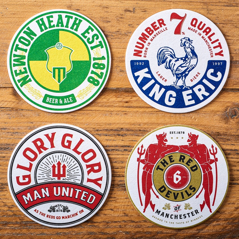 12 Manchester United Football Beer Mat Coasters A Great Gift - Etsy