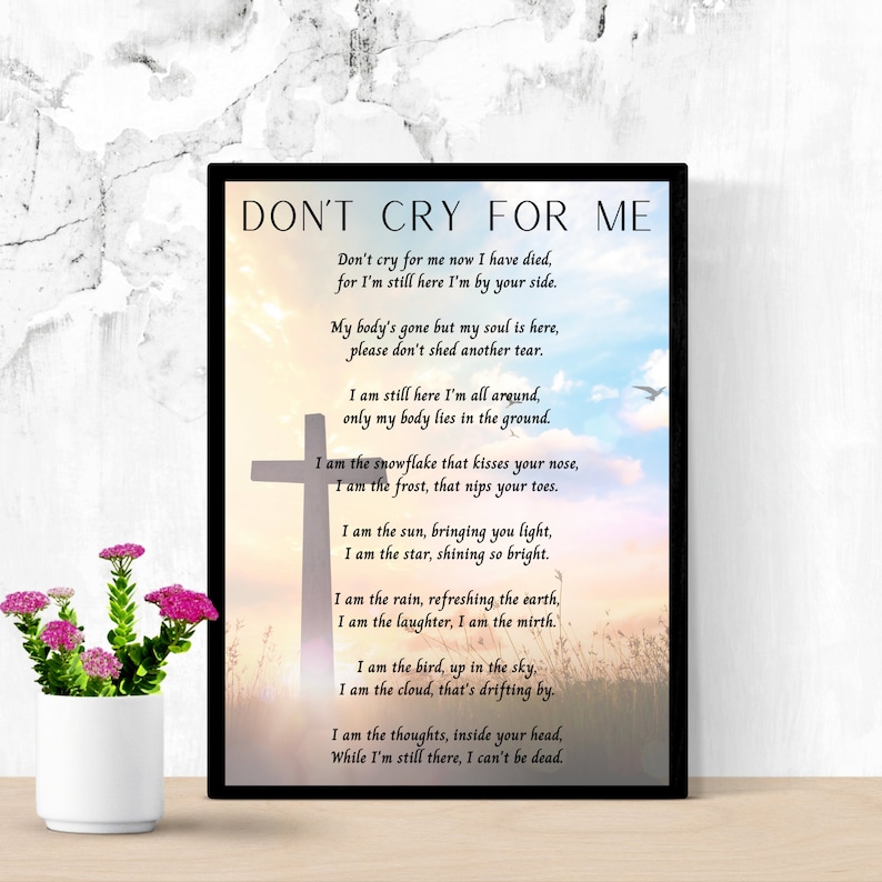 Funeral Poem Don't Cry For Me Memorial Funeral | Etsy