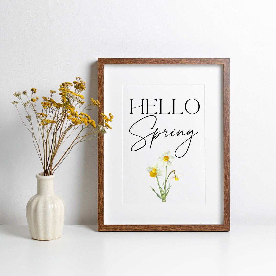 Hello Spring, Hello Spring Print, Spring Decor, Daffodil Print, Cute ...