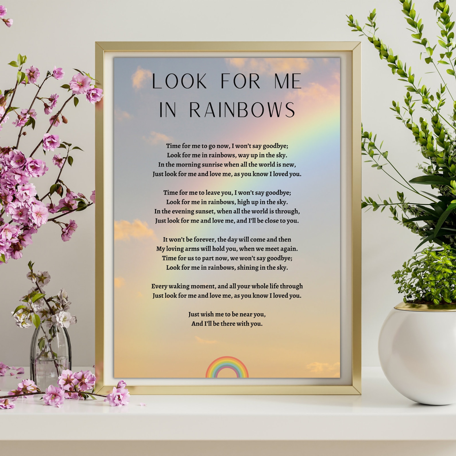 Look for Me in Rainbows Funeral Poem Memorial Gift Loved - Etsy Australia