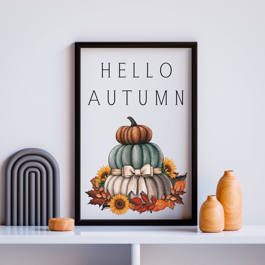 Hallo Herbst Hallo Herbst Poster Kürbis Druck Kürbis Dekor Herbst Dekor ...