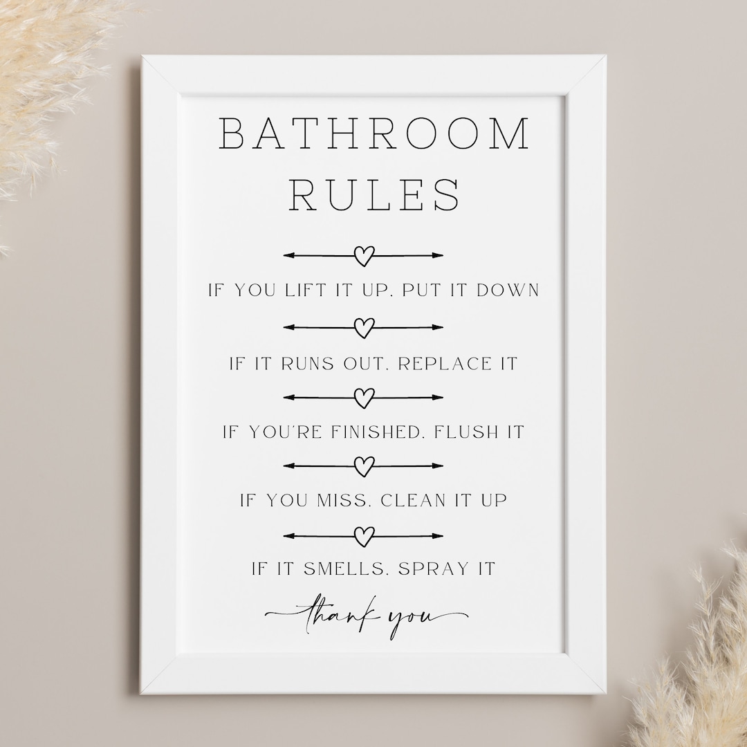 Funny Bathroom Rules Print: Toilet Humor Decor - Etsy