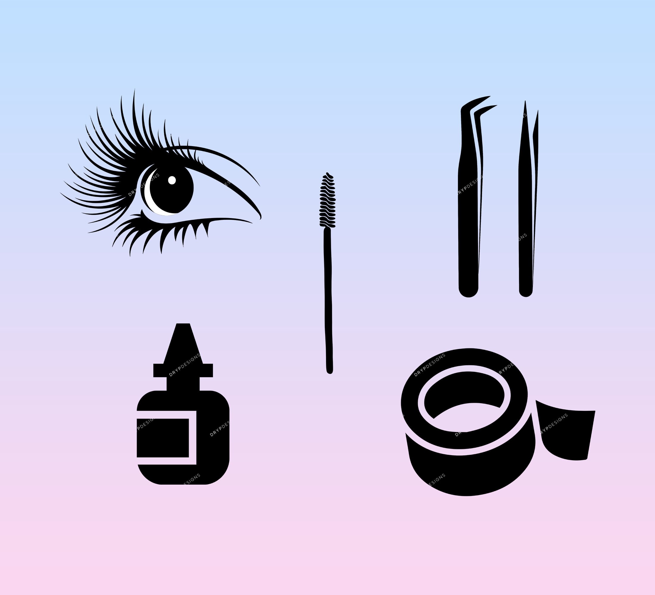 Lash Tool Icons PNG + SVG Bundle - Lash Artist Branding - Black Lash ...