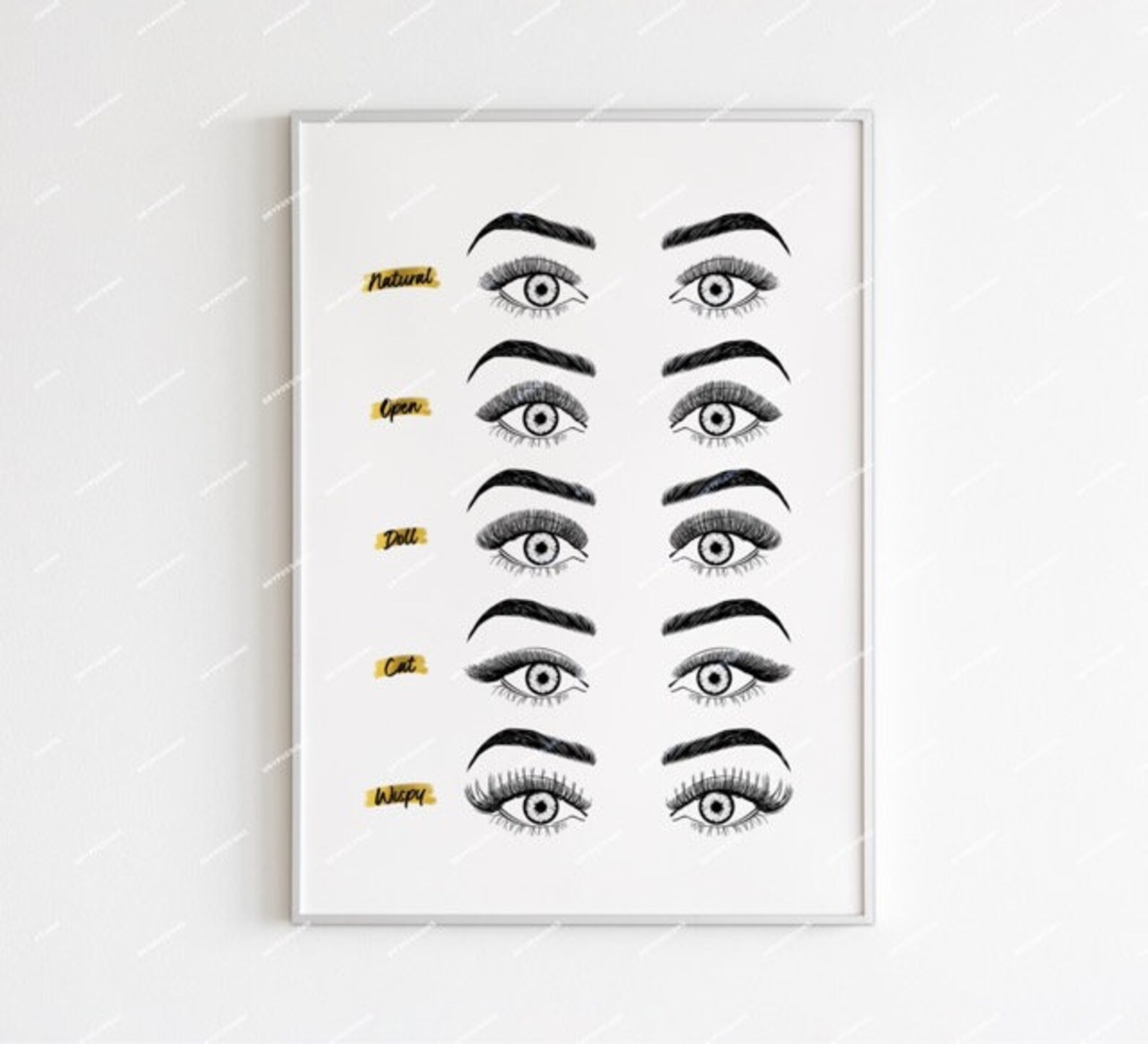 Full Eye Lash Style Chart Eyelash Extension Styles Digital - Etsy