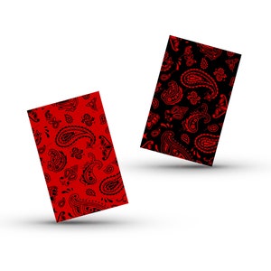 Red + Black Bandana Seamless Background Pattern - Classic Bold Paisley ...