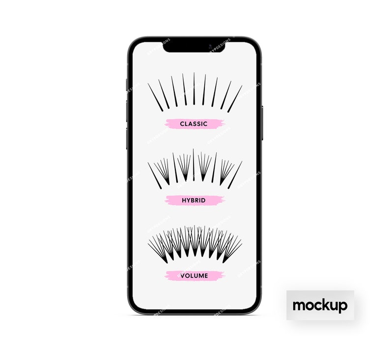 Classic Vs. Hybrid Vs Volume Lash Extension Chart Digital Art - Etsy