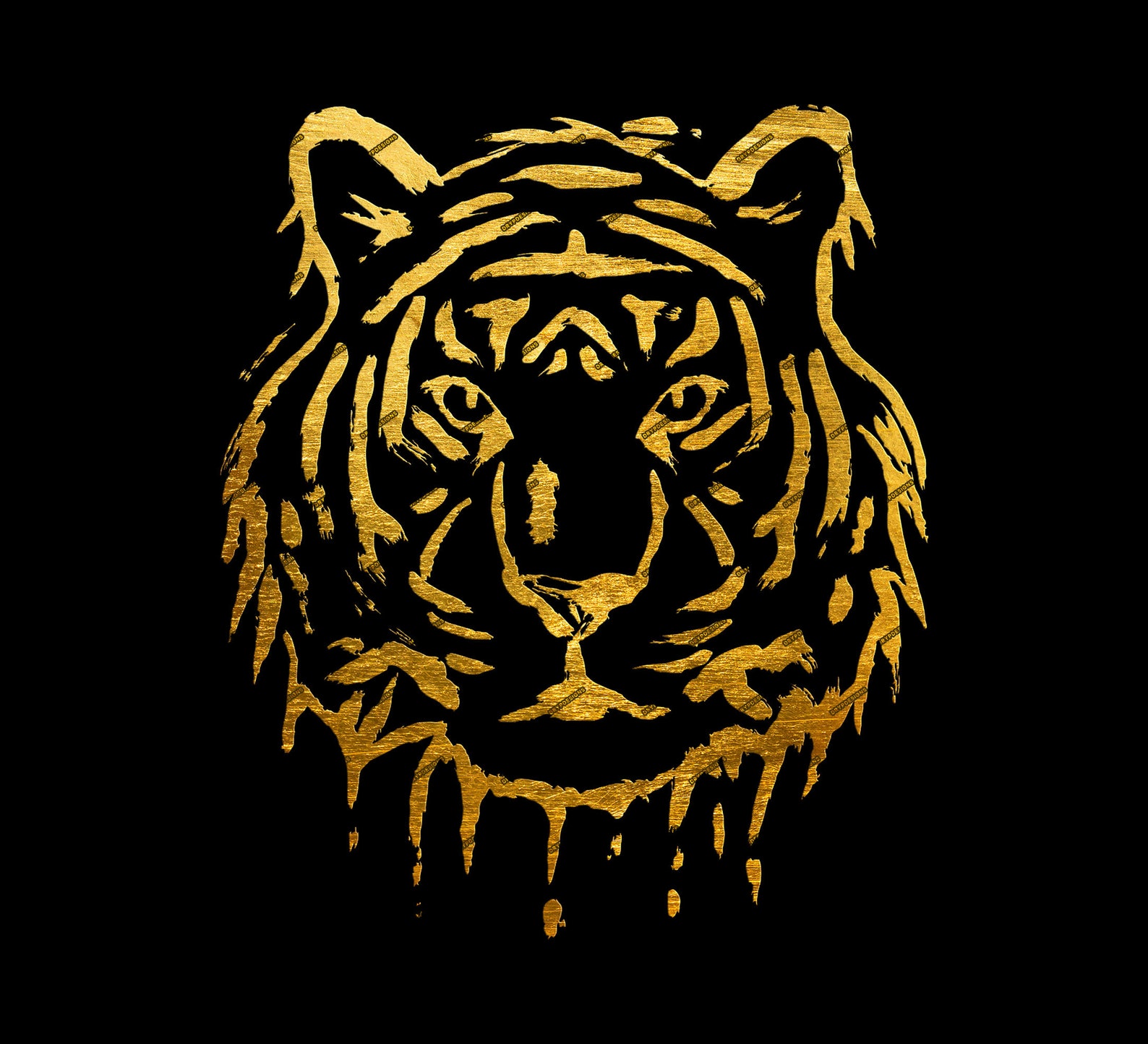 Dripping Gold Lion PNG Graphic - Black and Gold Lion Outline Digital ...