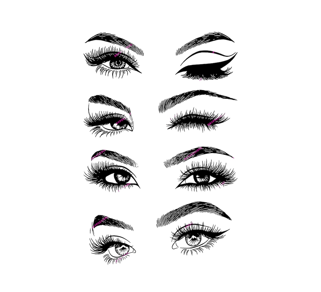 Eyelash Wink Lash Illustration SVG + PNG Bundle - Winking Eyelashes ...