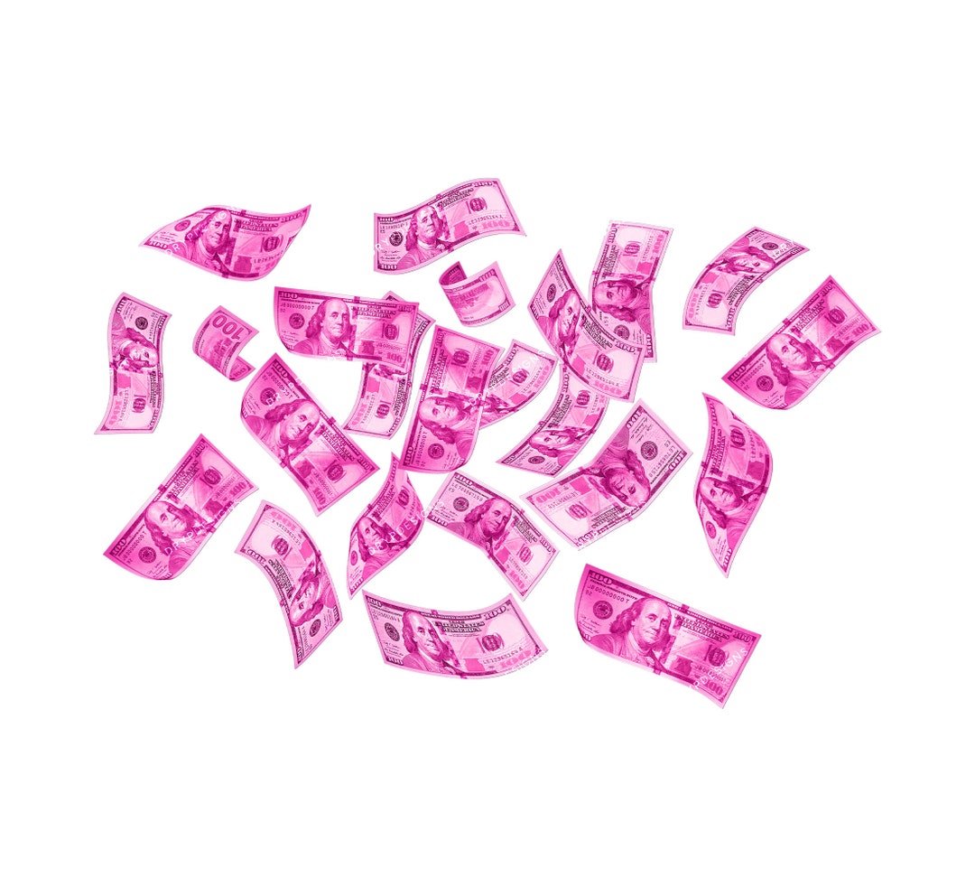Falling Pink Money PNG Graphic Overlay - Raining Pink 100 Dollar Bills ...