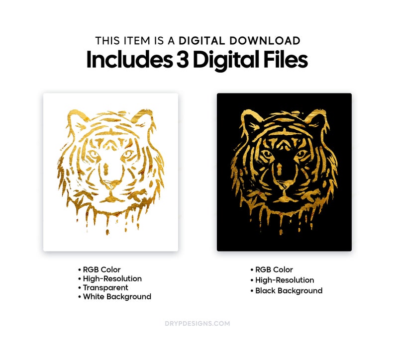 Dripping Gold Lion PNG Graphic Black and Gold Lion Outline - Etsy