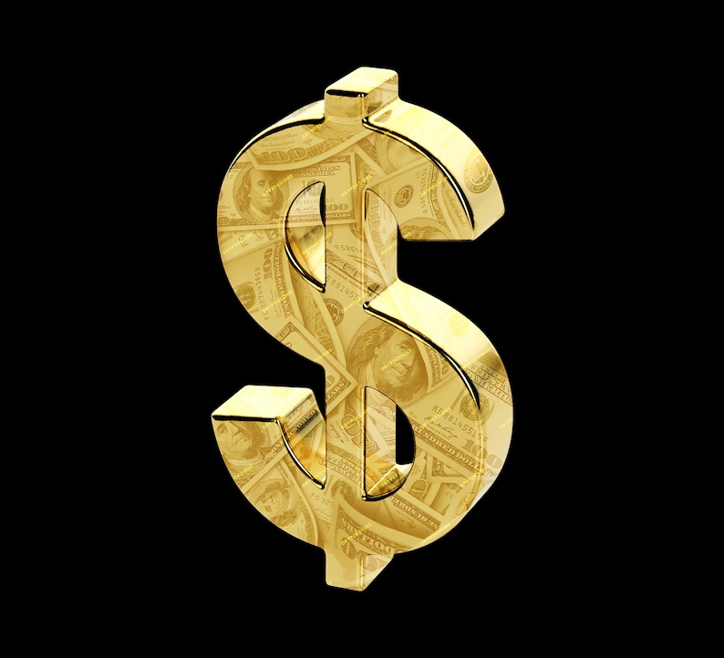Gold Money Sign PNG Graphic Shiny Gold Cash Symbol Digital - Etsy