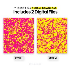 Pink + Yellow Paint Splatter Seamless Digital Paper Background - Paint ...