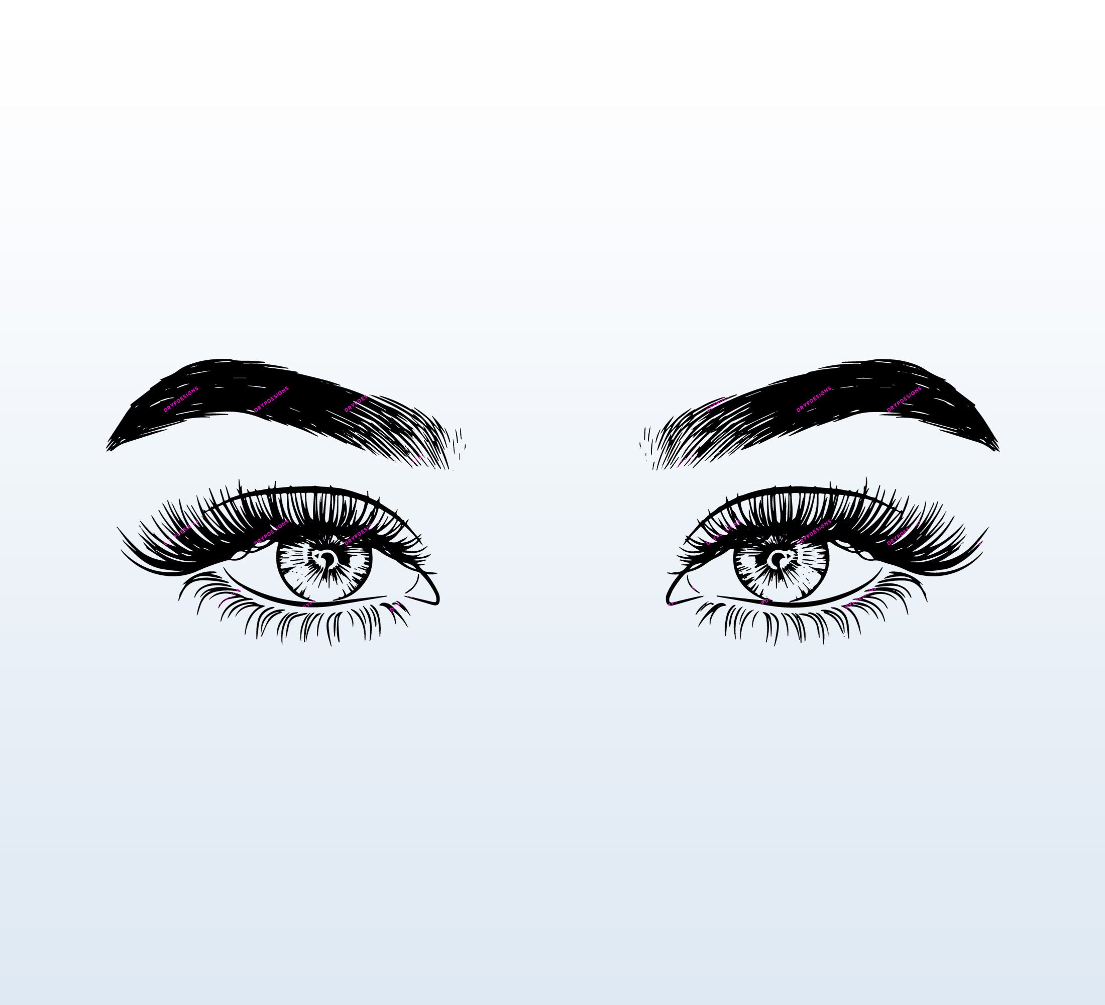 Full Eyelash Extensions SVG PNG Graphic Hand Drawn Lash & | Etsy