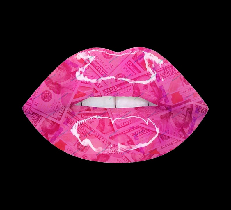 Pink Money Lips PNG Graphic - Luscious Lips Digital Art Print - Money ...