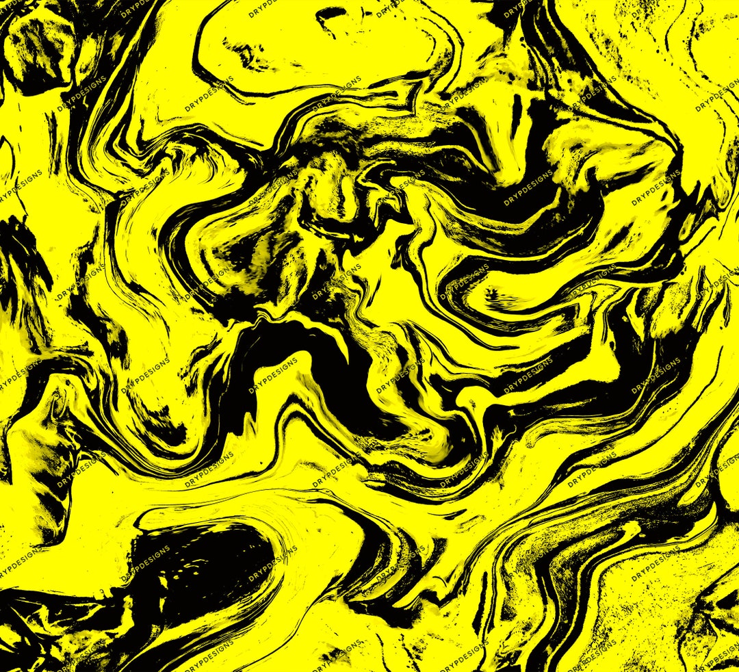 Black + Yellow Liquid Marble Swirl Seamless Background Texture ...