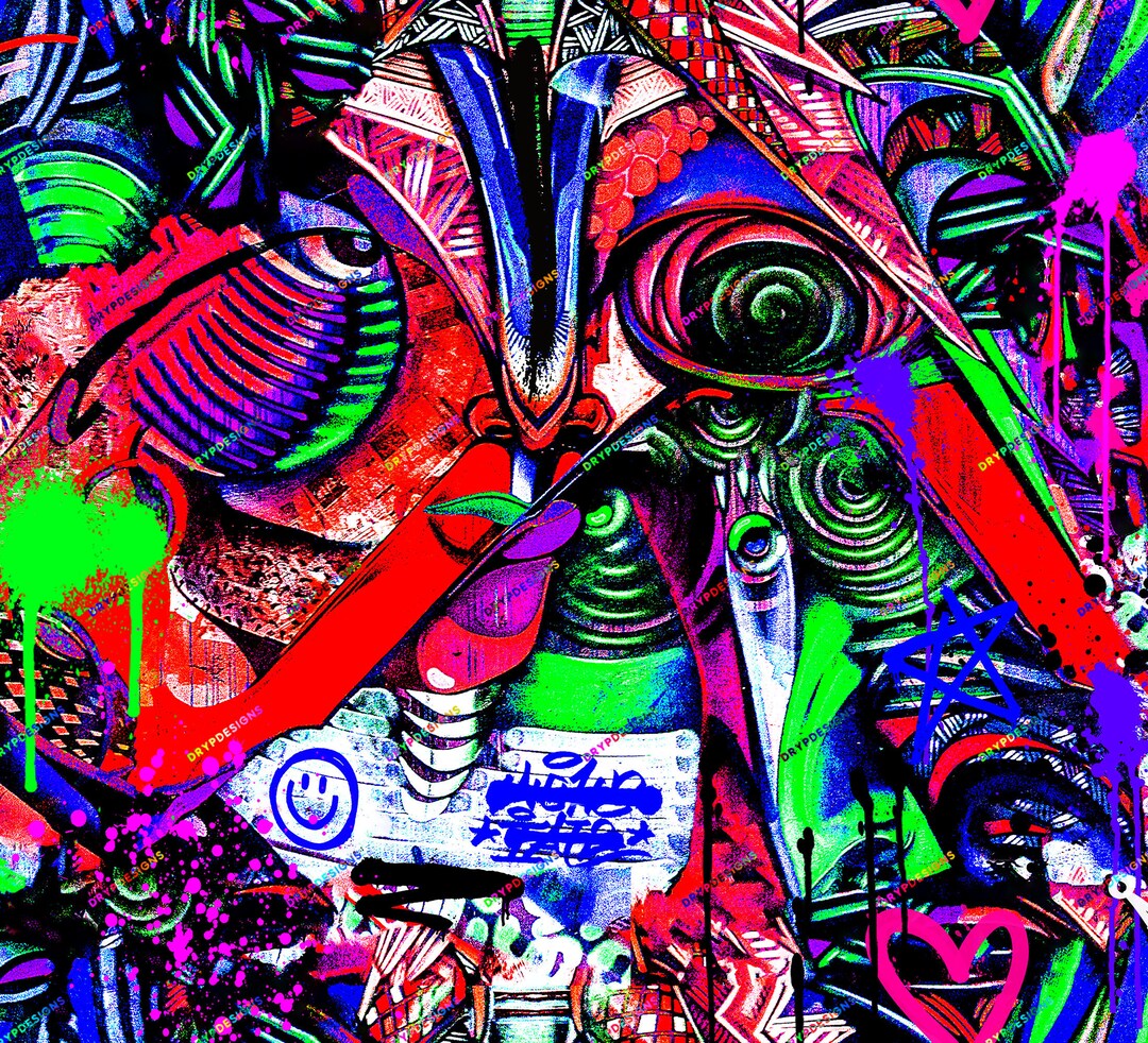 Neon Graffiti Seamless Digital Paper Background - Neon Paint Splatter ...