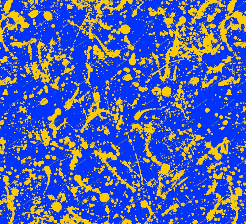 Blue + Yellow Paint Splatter Seamless Digital Paper Background - Paint ...