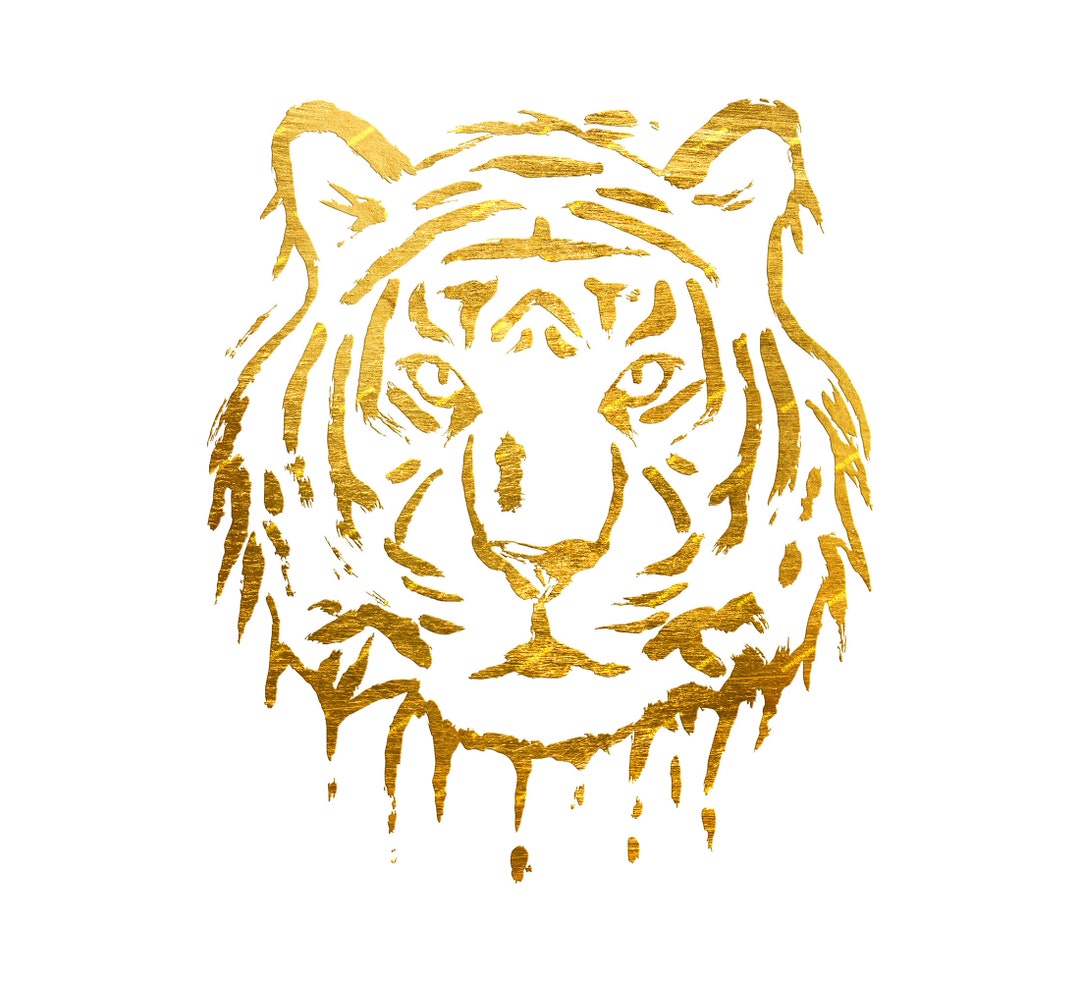 Dripping Gold Lion PNG Graphic - Black and Gold Lion Outline Digital ...