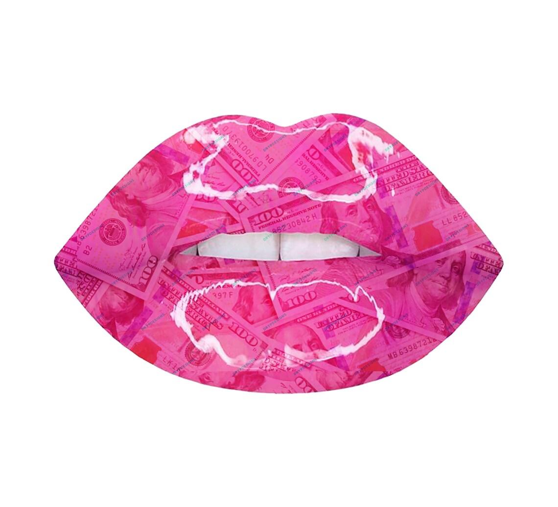 Pink Money Lips PNG Graphic - Luscious Lips Digital Art Print - Money ...