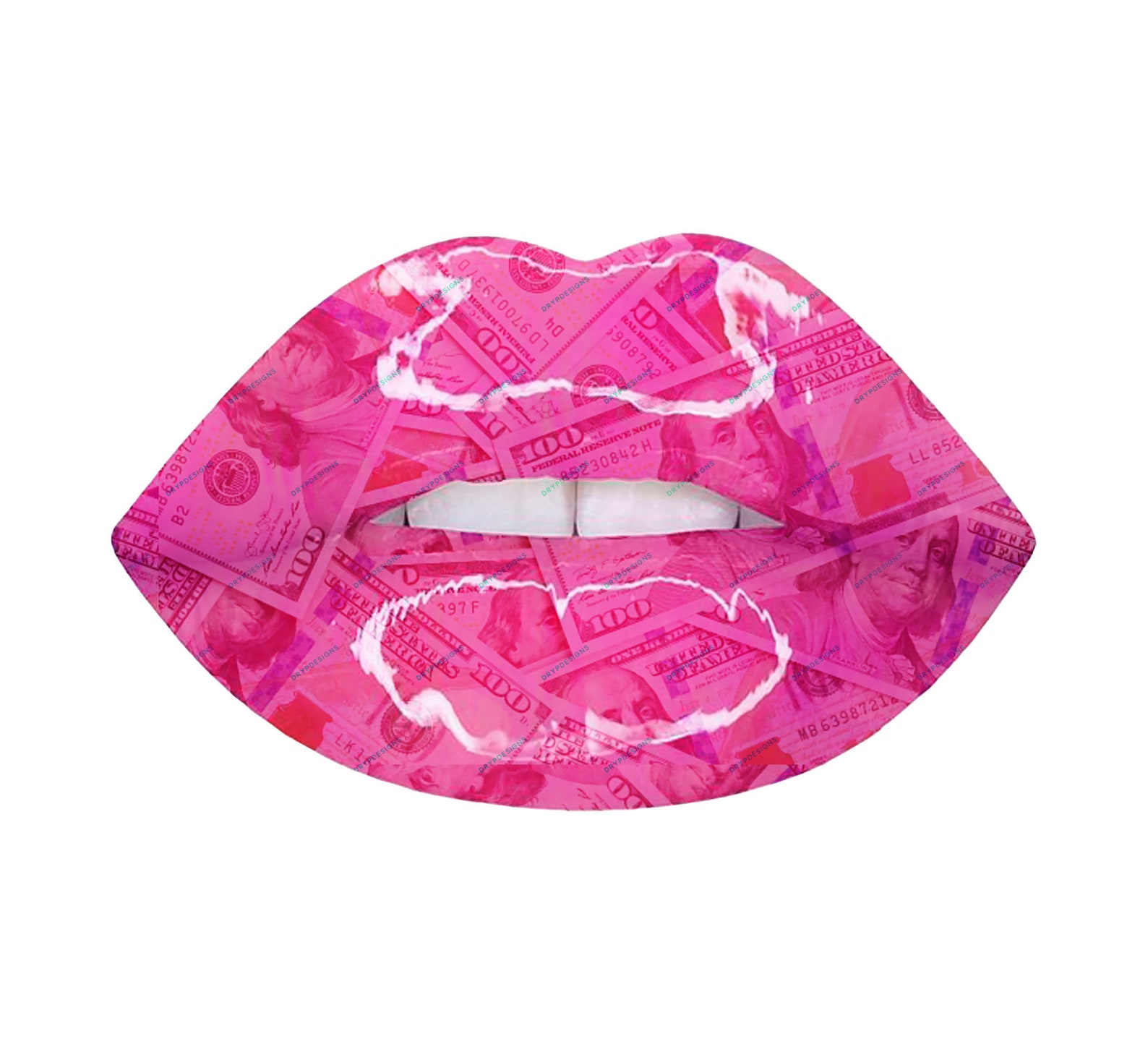 Pink Money Lips PNG Graphic - Luscious Lips Digital Art Print - Money ...