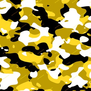 Yellow Camouflage Seamless Background Pattern - Military Camo Digital ...