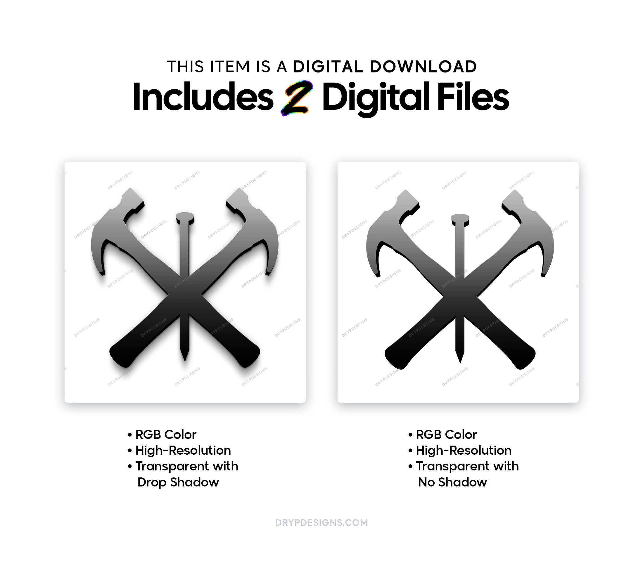 Hammer + Nail X Cross PNG Graphic - Construction Business Logo Design ...