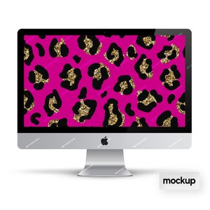 Pink + Gold Glitter Leopard Print Seamless Digital Paper Background ...