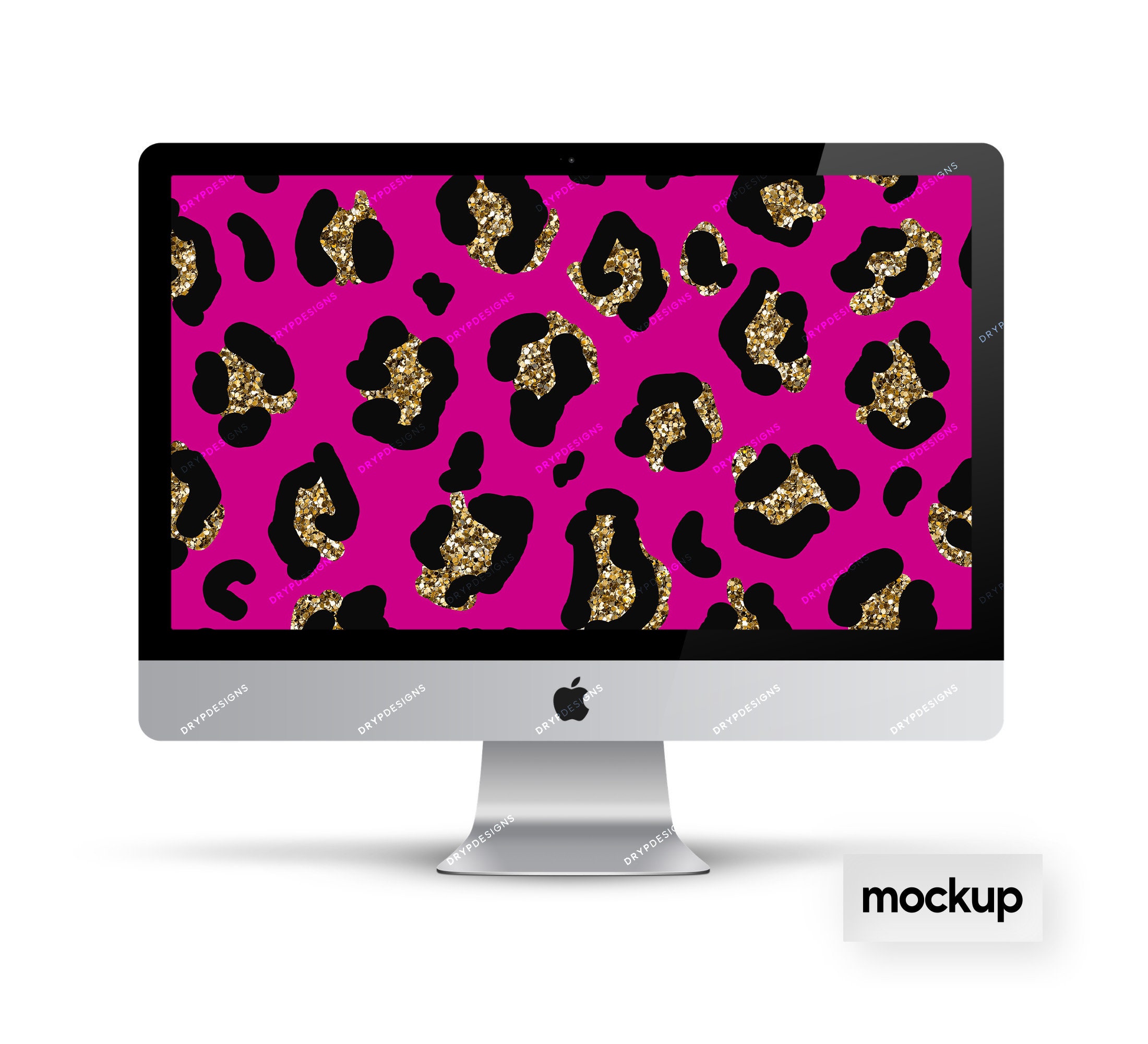Pink + Gold Glitter Leopard Print Seamless Digital Paper Background ...