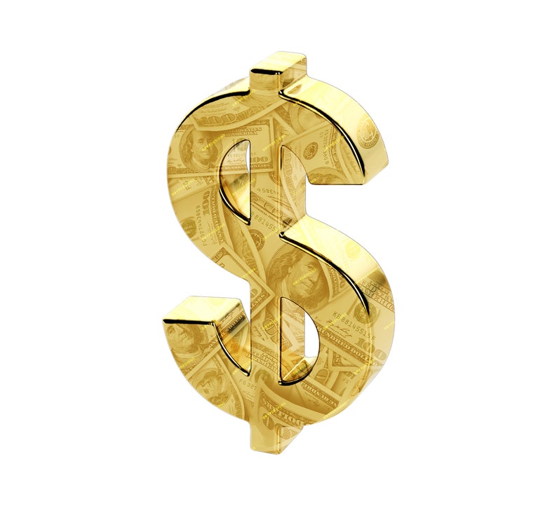Gold Money Sign PNG Graphic Shiny Gold Cash Symbol Digital - Etsy