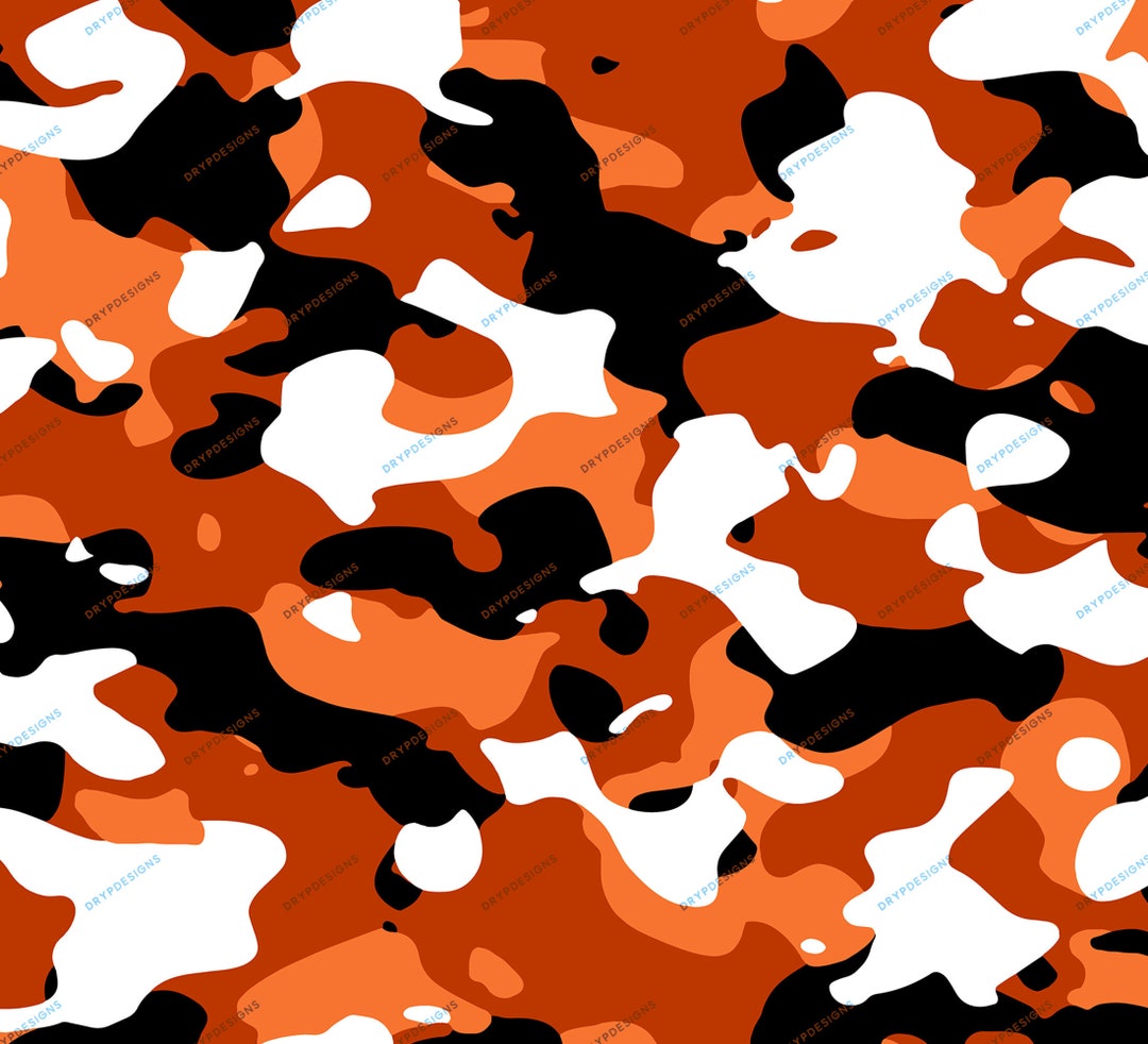 Orange Camouflage Seamless Digital Paper Background Pattern - Military ...
