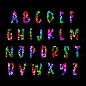 Rainbow Tiedye Alphabet PNG Letters - Neon Tiedye Font Pattern Fill ...