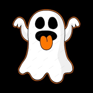Playful Ghost Emoji SVG + PNG Graphic - Spooky Halloween Sublimation ...