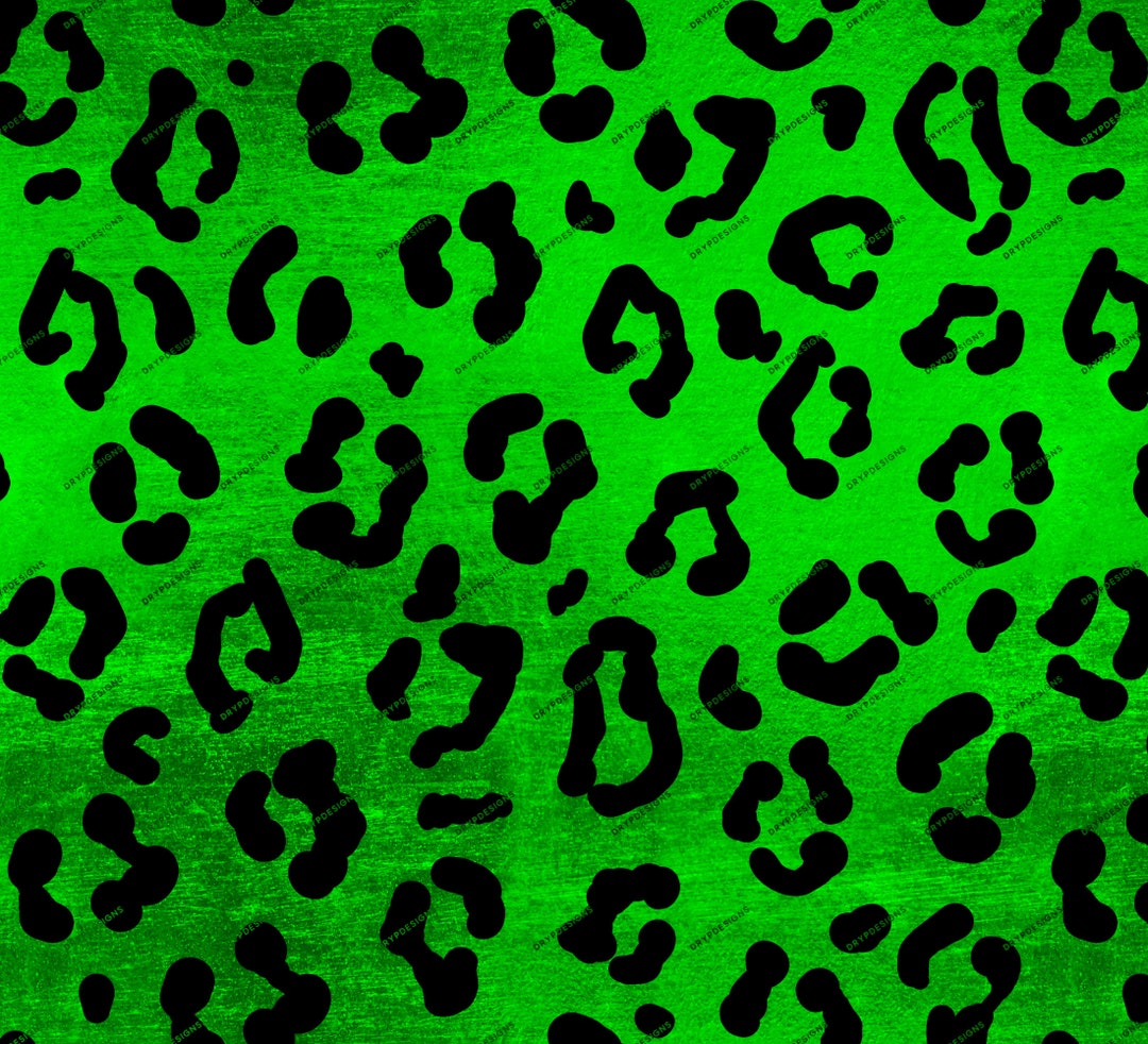 Black + Green Leopard Print Seamless Digital Paper Background Pattern ...