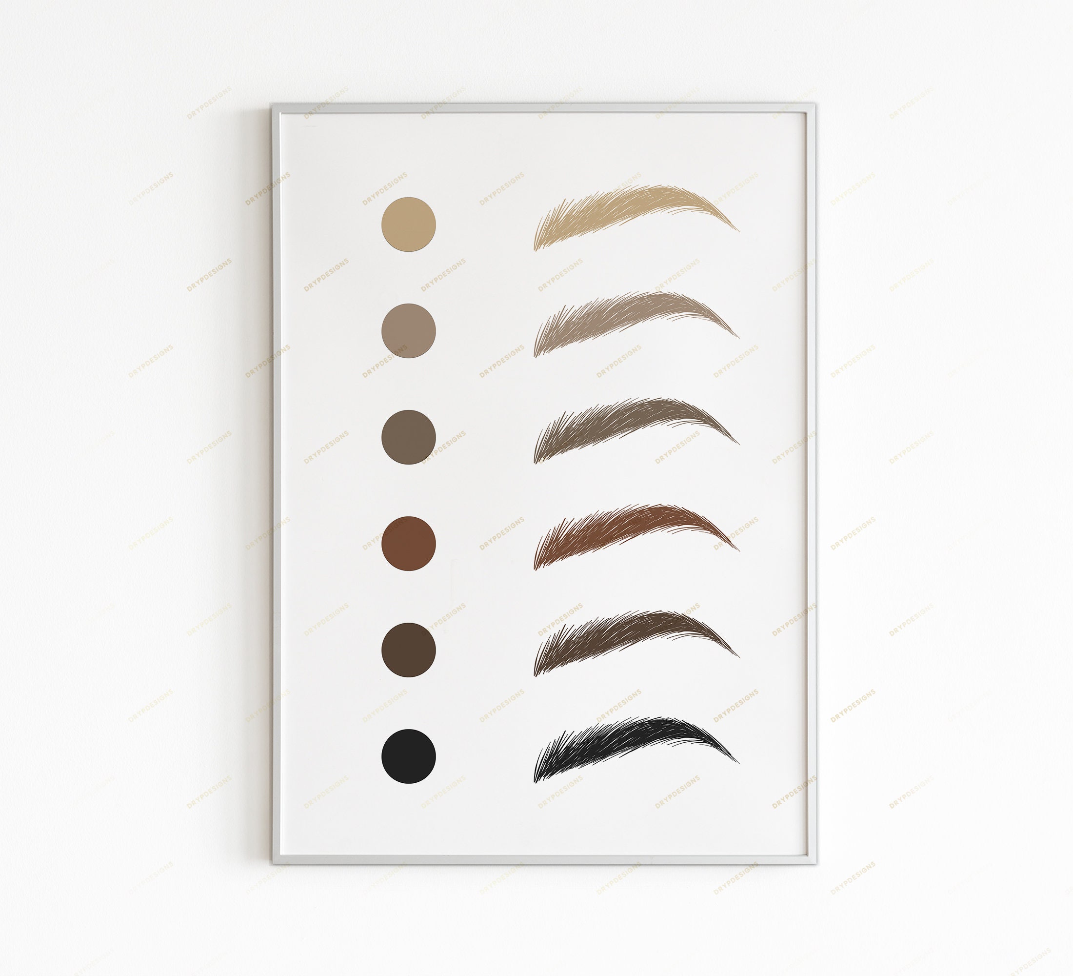 Eyebrow Color Chart Digital Art Print - Natural Hair Color Brow ...