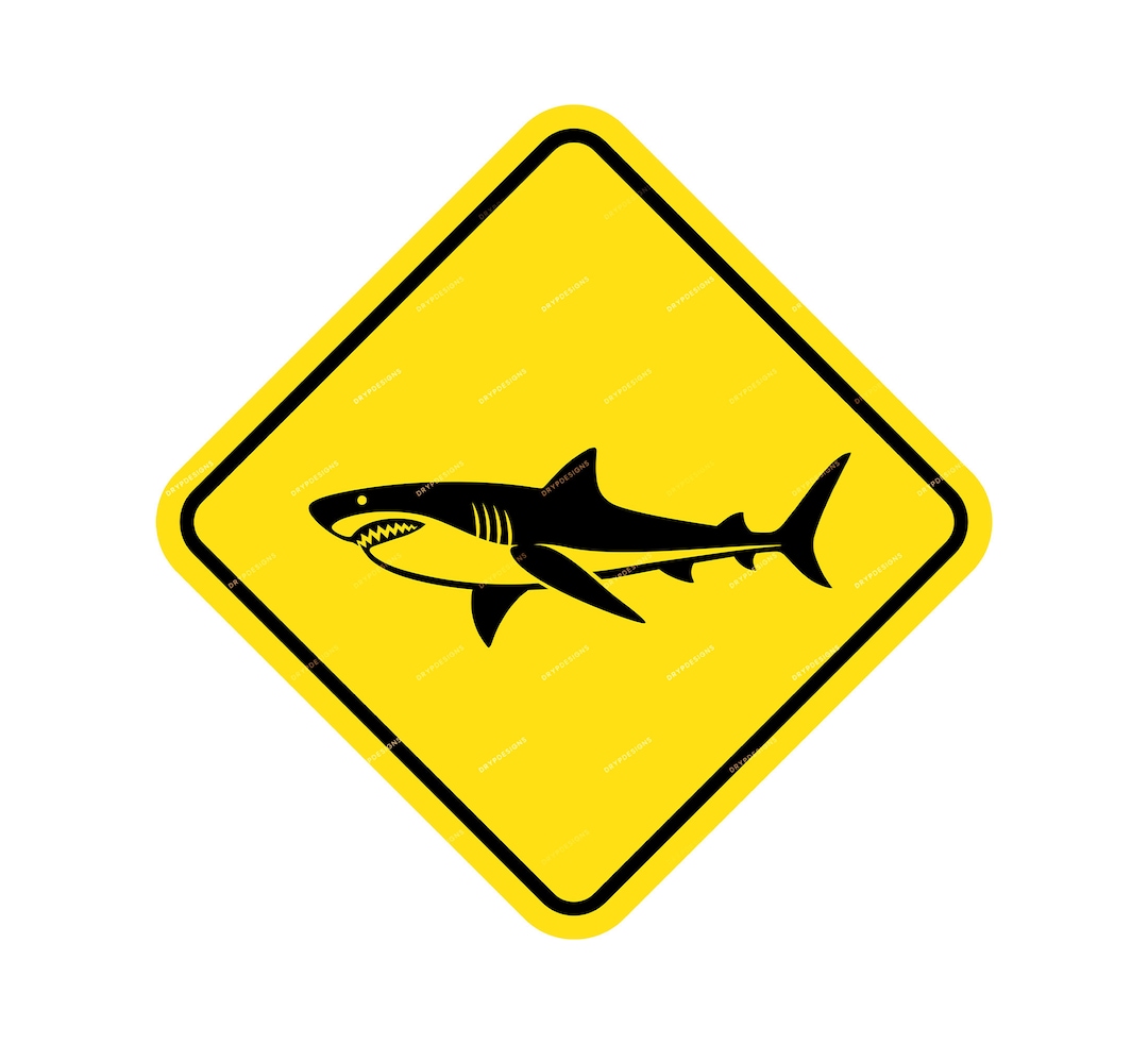 Caution Shark PNG + SVG Graphic - Marine Life Sign Symbol - Instant ...