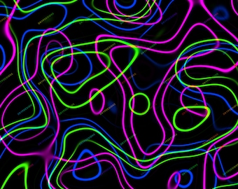 8 Wavy Neon Line Curve Seamless Digital Paper Pattern - Psychedelic ...