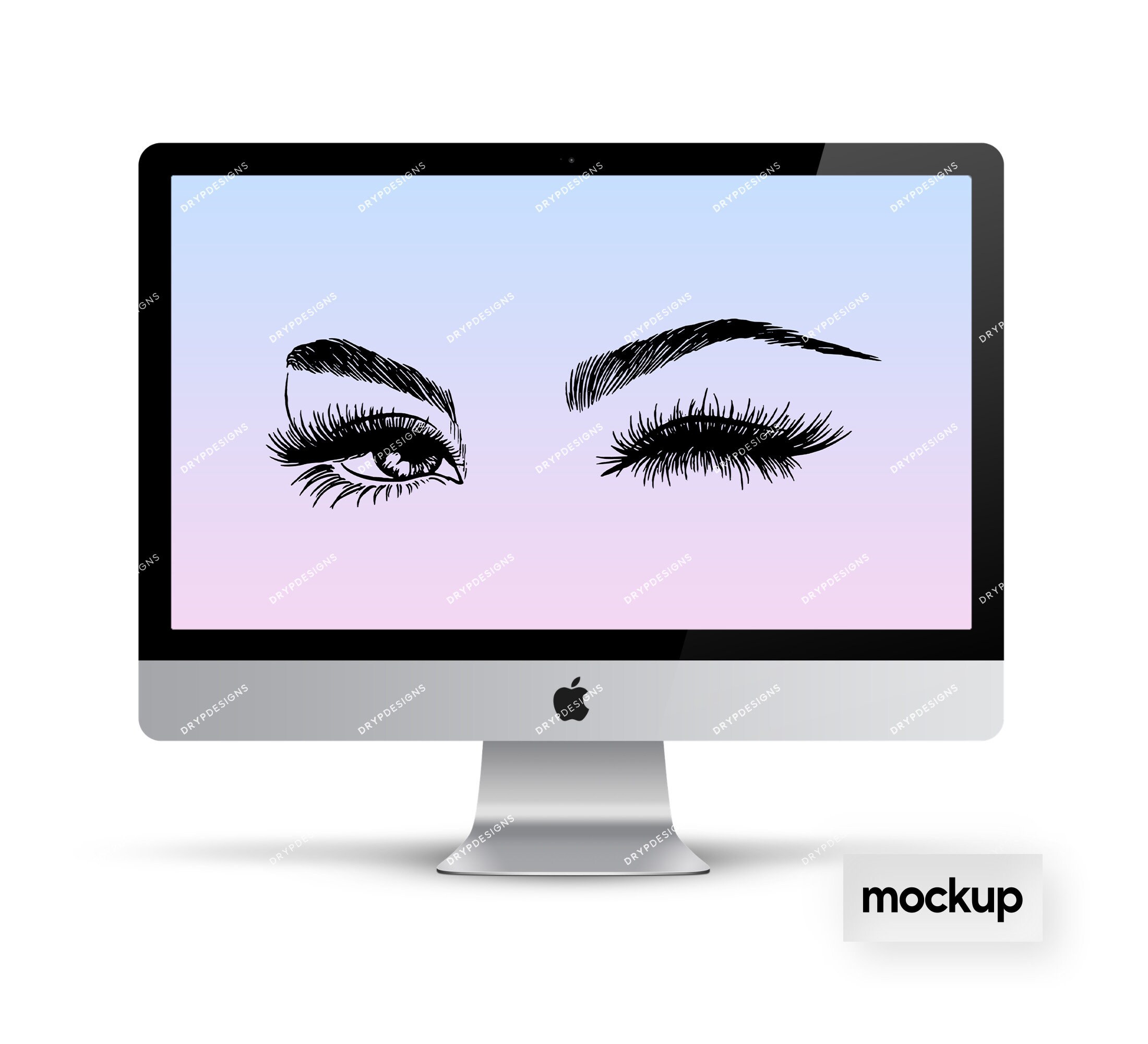 Winking Eyelashes SVG + PNG - Hand Drawn Lash Wink Illustration ...