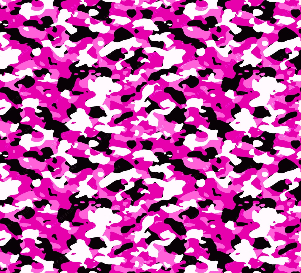 Hot Pink Camo Seamless Background Pattern - Colorful Camouflage Digital ...