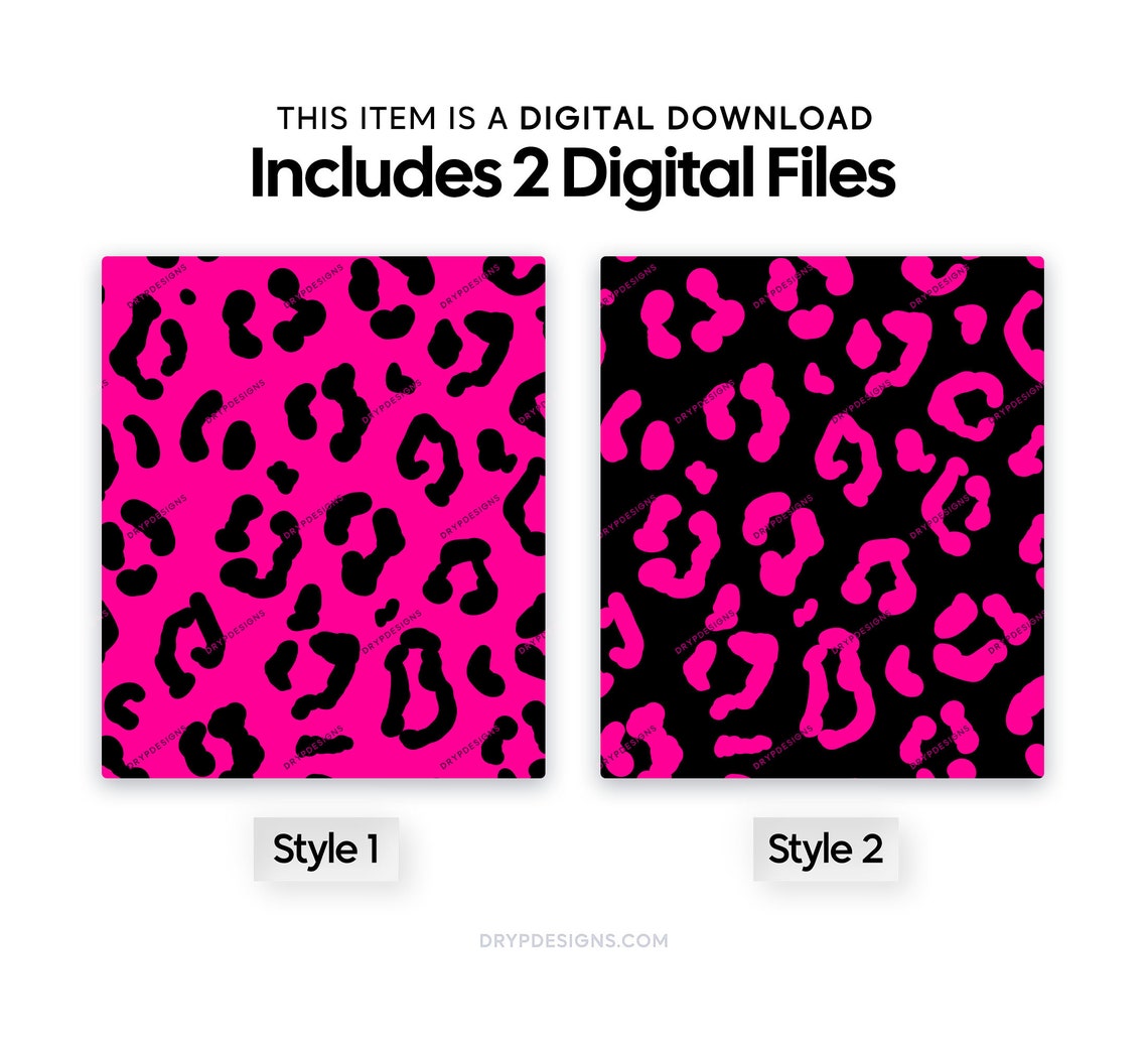 Hot Pink Black Leopard Print Seamless Digital Paper - Etsy