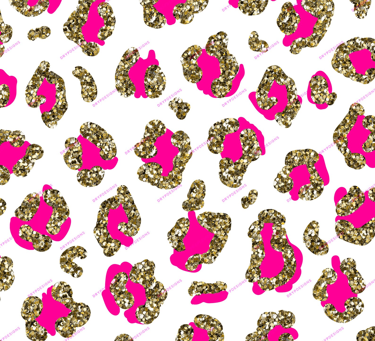 Gold Glitter Pink Leopard Print PNG Seamless Pattern - Etsy