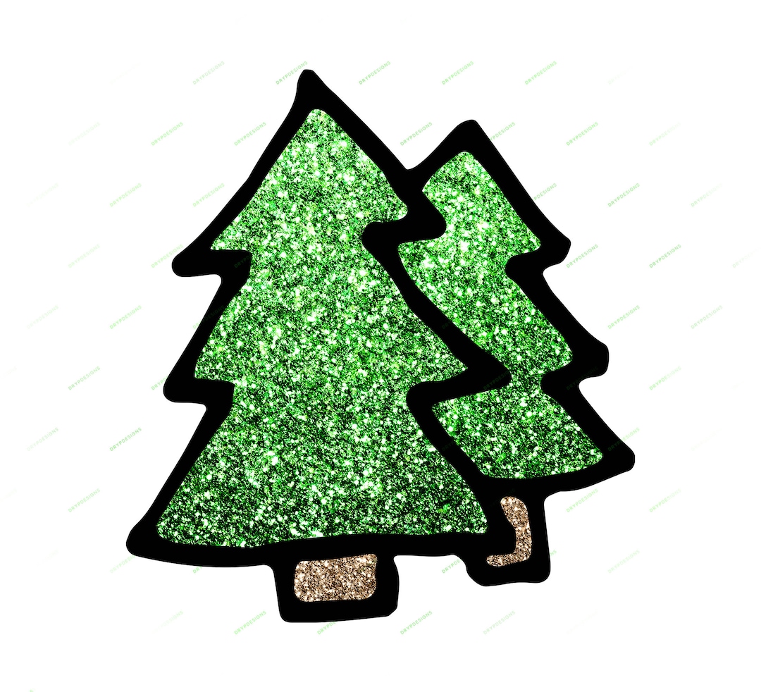 Glitter Christmas Tree Illustration PNG + SVG Graphic - Winter Glitter ...