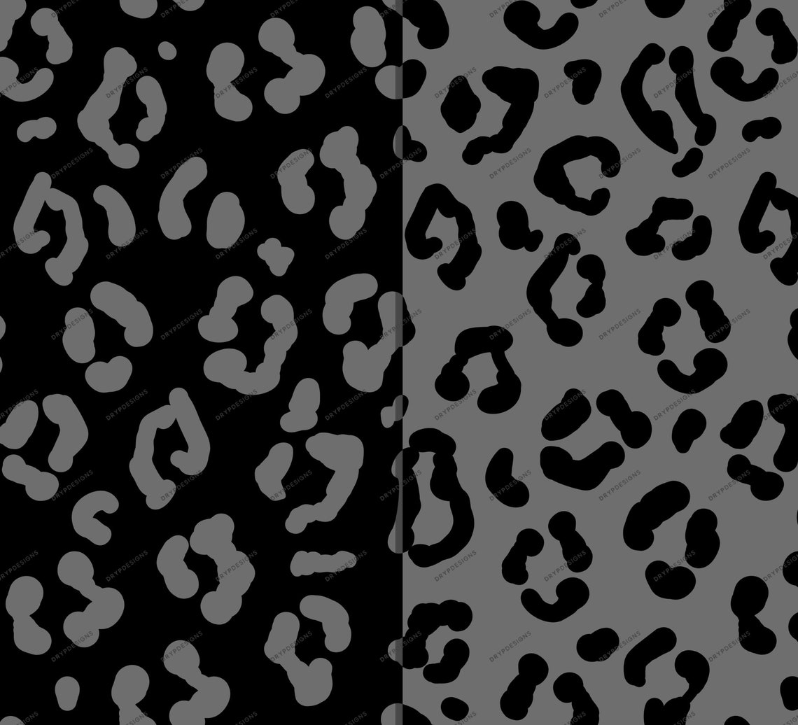 Black + Gray Leopard Print Seamless Background Pattern - Dark Bold ...