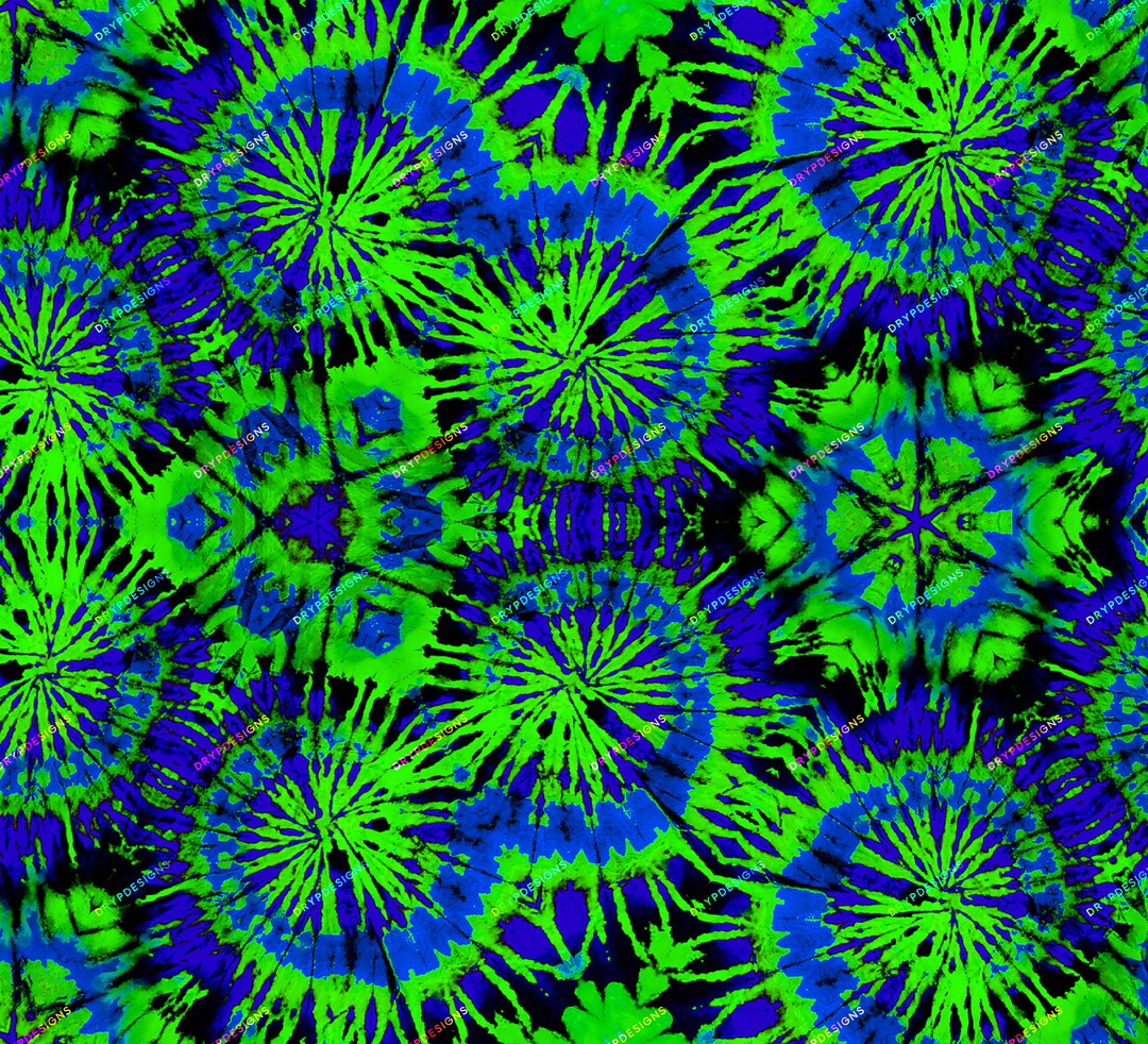 Neon Blue + Green Tie-dye Seamless Pattern Background Texture - Vibrant ...