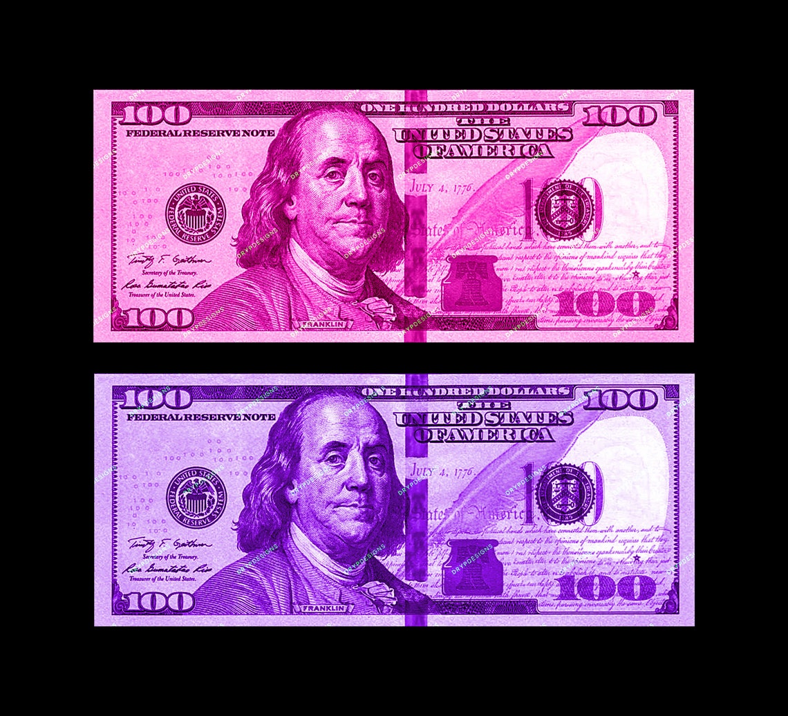 Purple Pink Money 100 Dollar Bills PNG US One Hundred | Etsy